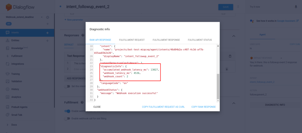 Dialogflow Tutorial: Increase Webhook Timeout limit Of 5 Seconds Using Python