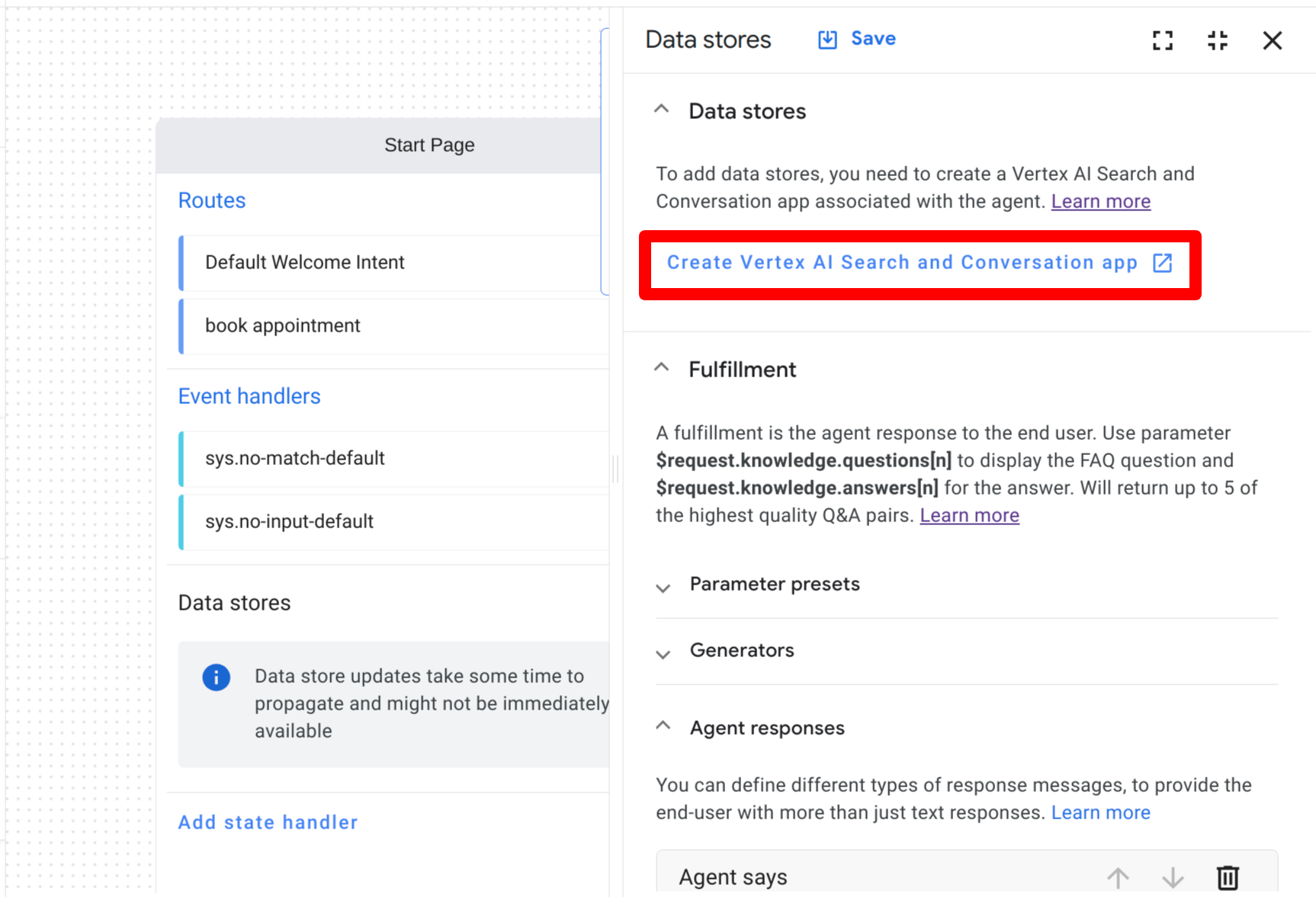 Build An AI Chatbot Using A Generative AI Model With Dialogflow Knowledge Base.
